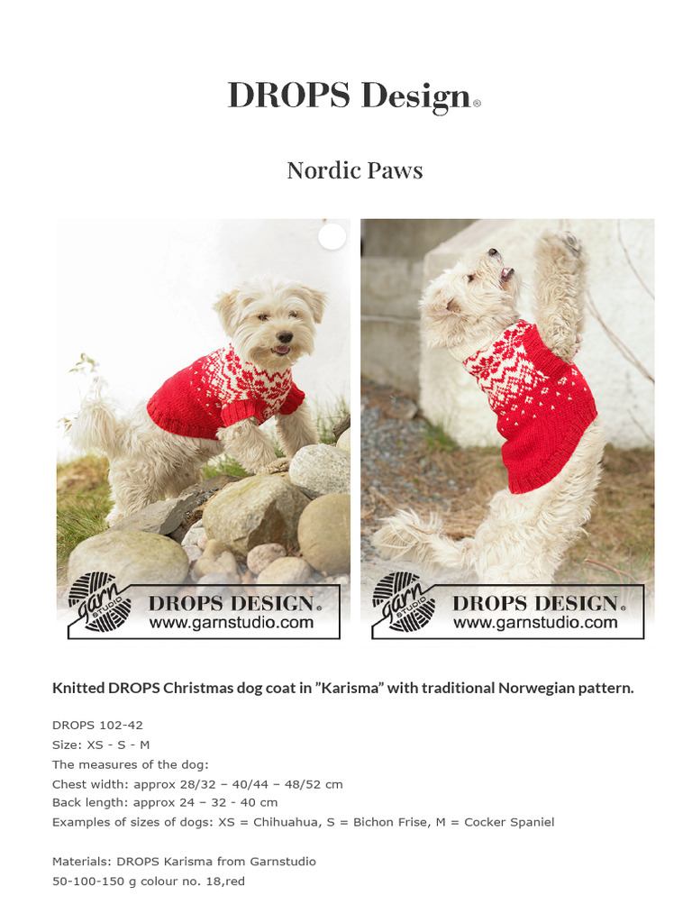Nordic Paws - Knitted DROPS Christmas dog coat in ”Karisma” with ...