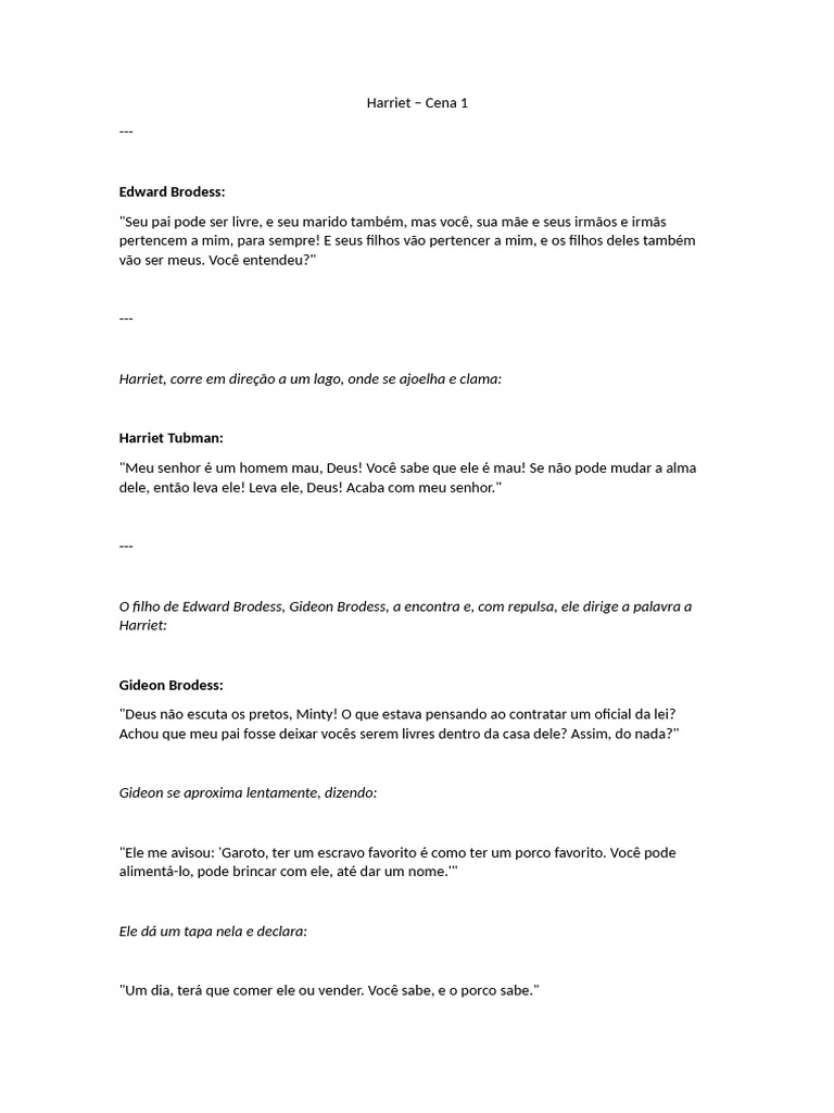 Conflito entre Harriet e Gideon Brodess | PDF