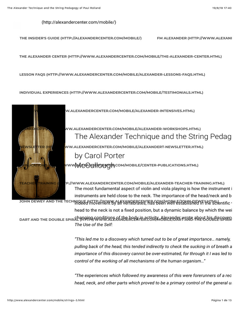 Alexander Technique in String Pedagogy | PDF | Violin | String Instruments
