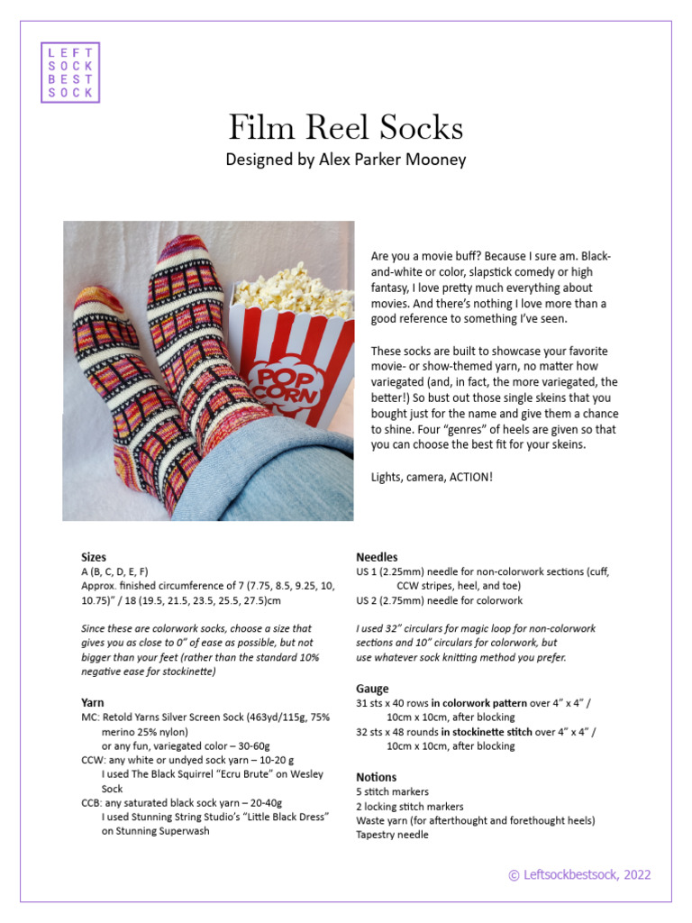 Film_Reel_Socks_-_pattern_PDF_v2 | PDF | Knitting | Yarn