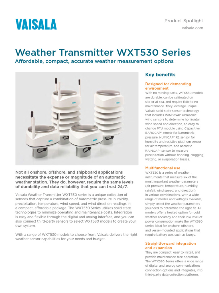 Wea Mar Productspotlight Wxt530 B212255en A | PDF | Applied And ...