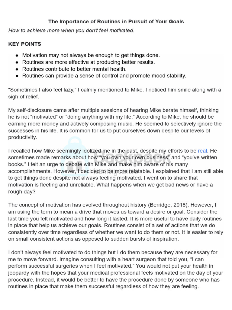 Article 3 - Routines | PDF | Motivation | Motivational