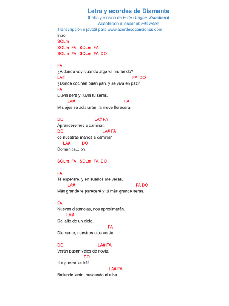 Diamante - Zucchero | PDF