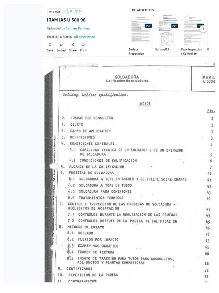 IRAM IAS U 500 96 Standards Overview | PDF