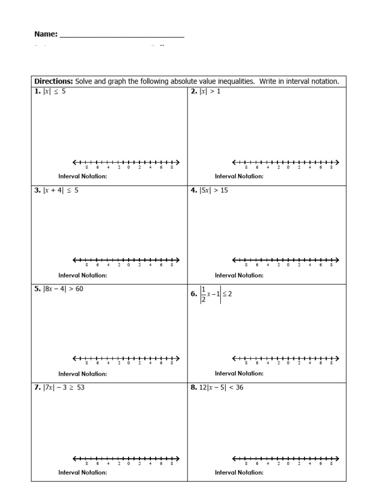 Abs. Value Inequalities HW #2 (1) | PDF | Inequality (Mathematics) | Mathematics