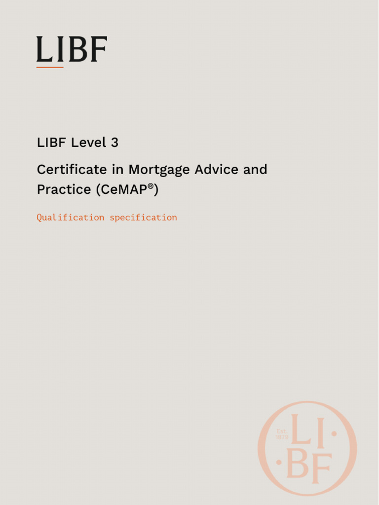 LIBF Level 3 Specification | PDF | Mortgages | Real Estate Appraisal