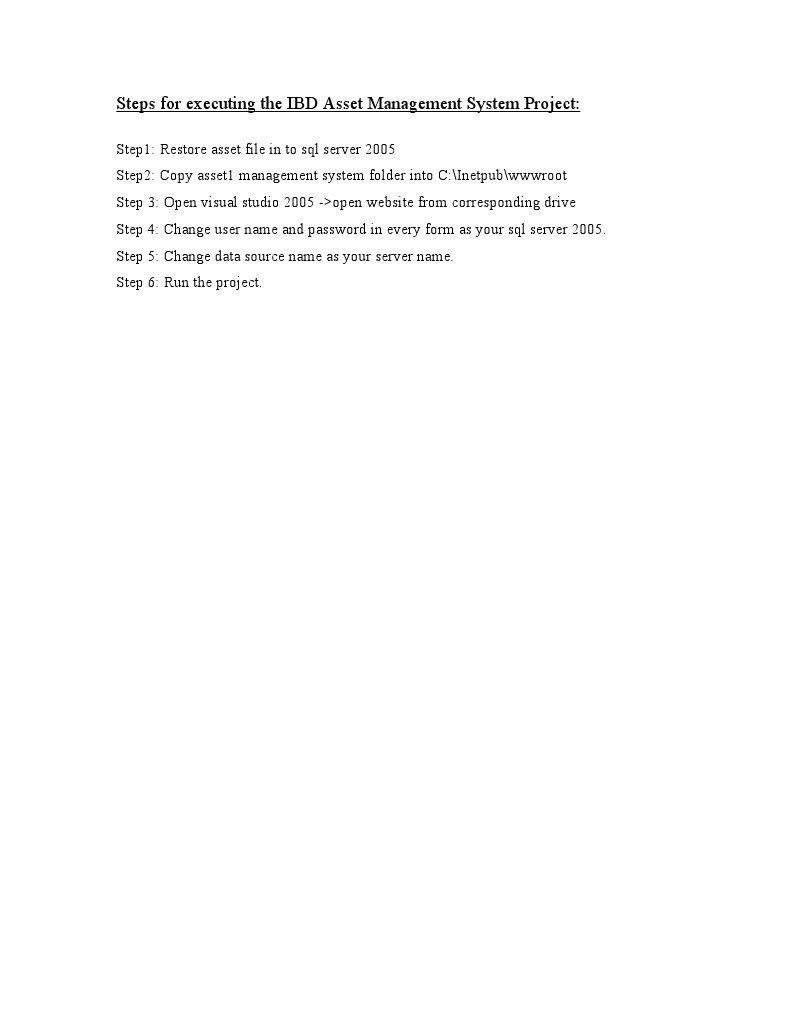 Steps For Executing The IBD Asset Management System Project | PDF