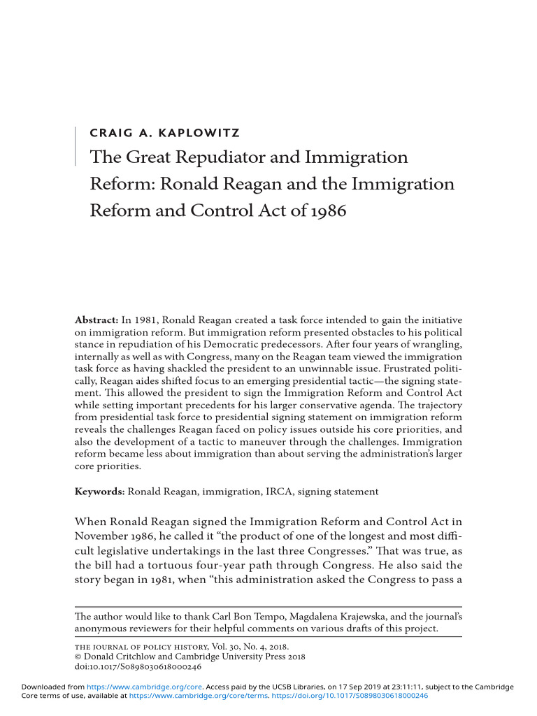 Kaplowitz, Great Repudiator, J Poly Hist, 2018 | PDF | Ronald Reagan ...