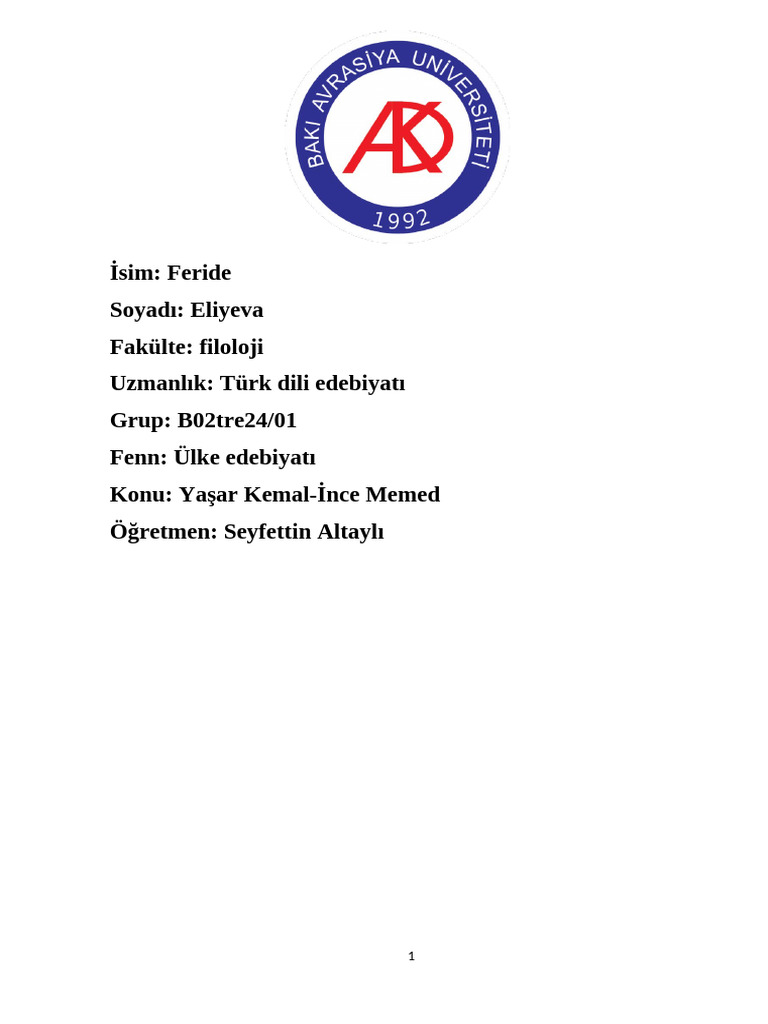 Yaşar Kemal-İnce Memet | PDF