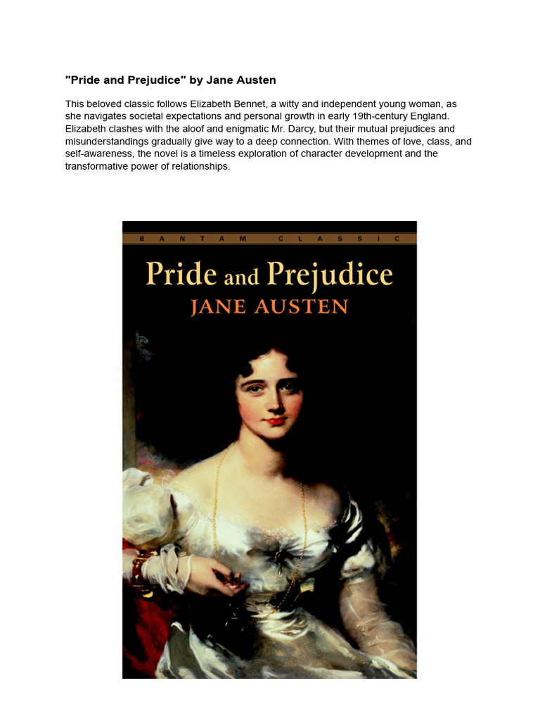 Summary of - Pride and Prejudice - by Jane Austen | PDF