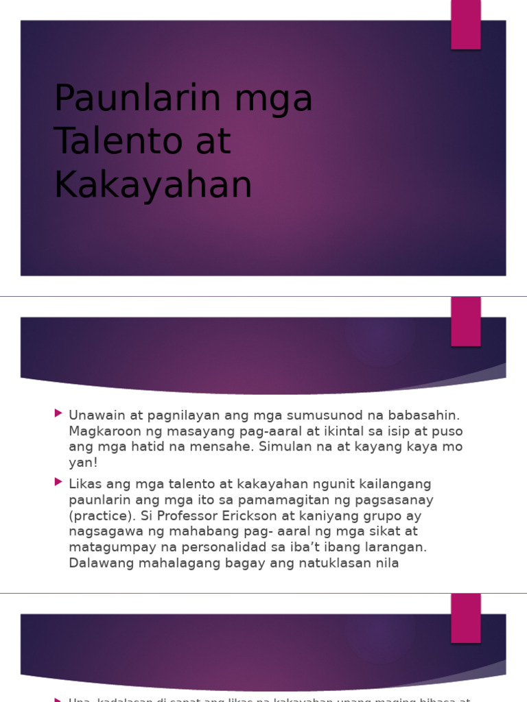 Paunlarin Mga Talento at Kakayahan | PDF