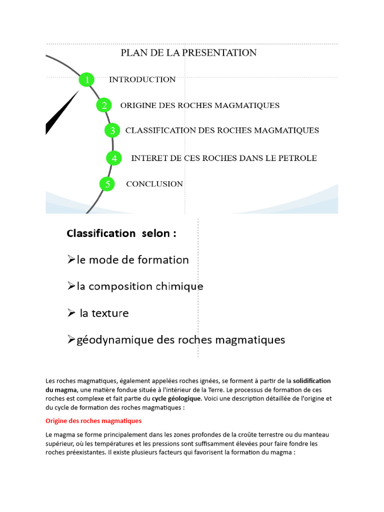 Les roches magmatiques document reponses | PDF | Magma | Roche magmatique
