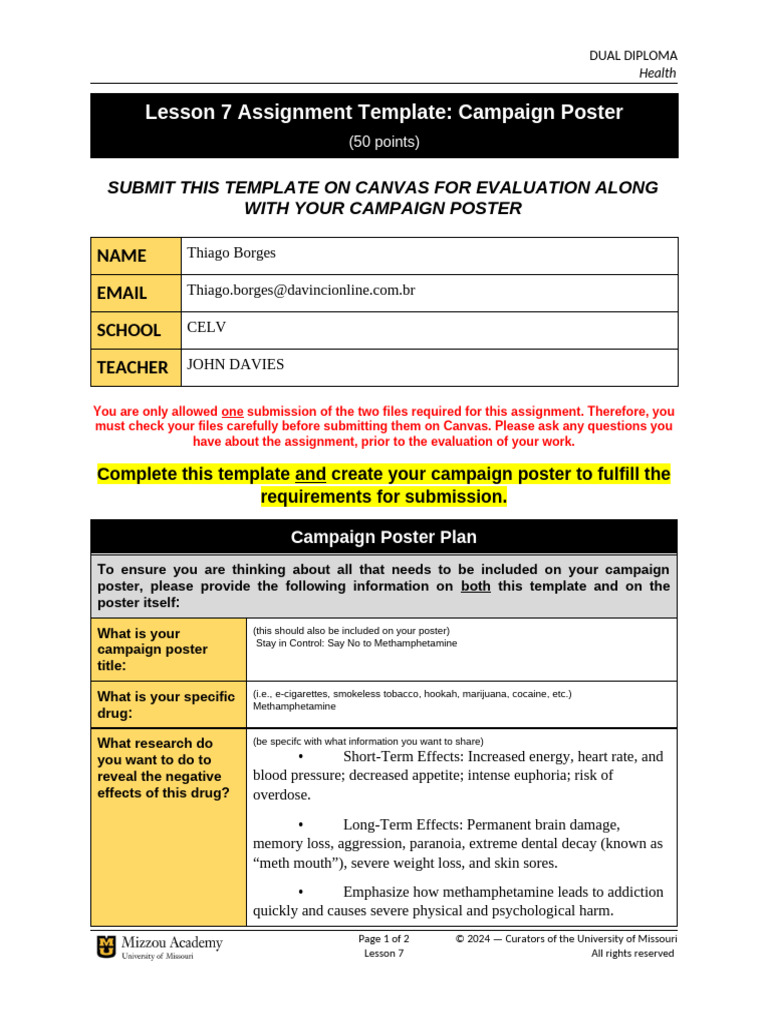 Borges Thiago Health L7 Campaign Template | PDF | Methamphetamine