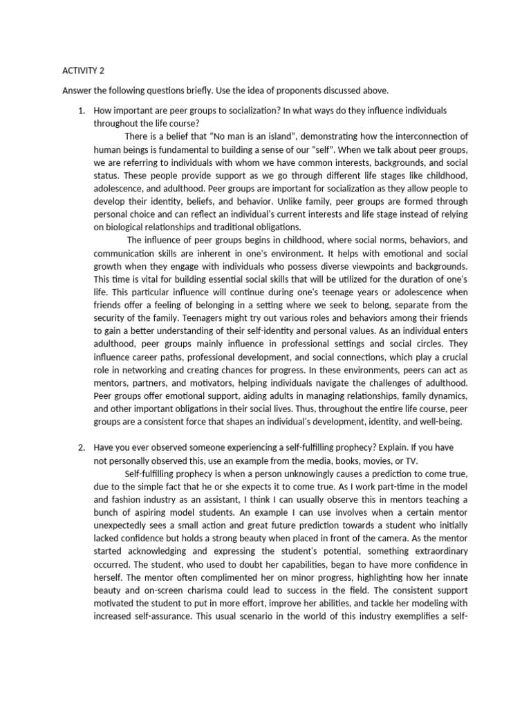 ACTIVITY 2 | PDF | Adolescence | Mentorship