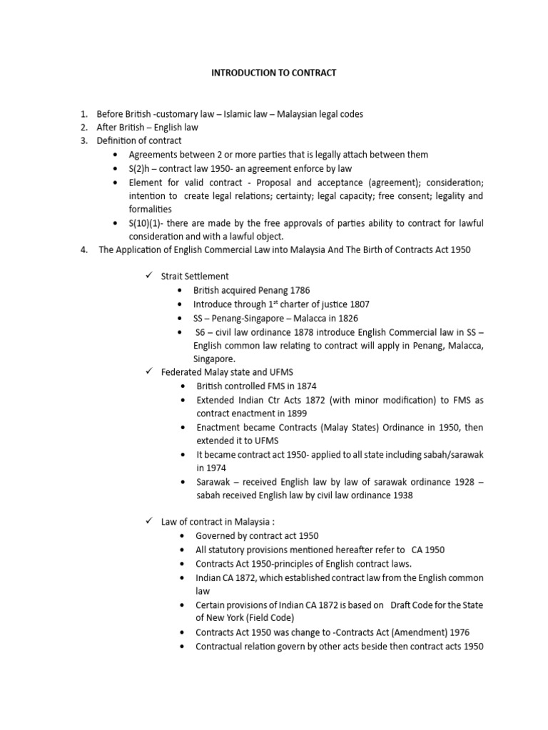 chapter 1 - contract | PDF | Legal Remedy | Malaysia