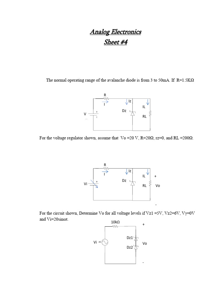 Sheet 4 Analog Electronics | PDF