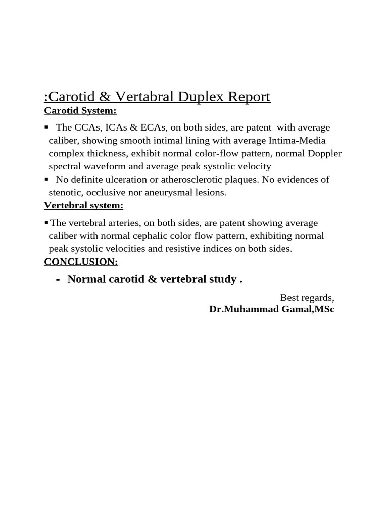 As Carotid Duplex Normal | PDF