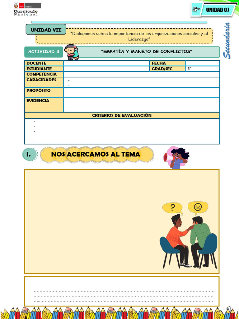 5° DPCC -ACTV.03-UNI.7 2024 | PDF | Las emociones | Empatía