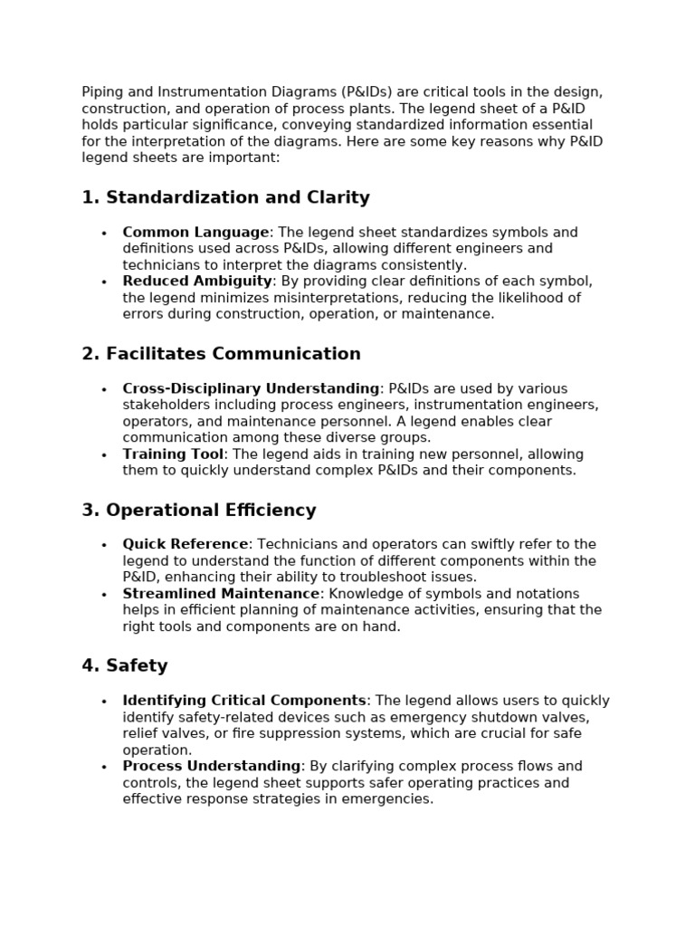 Importance of P&ID Legend Sheets | PDF | Communication | Instrumentation