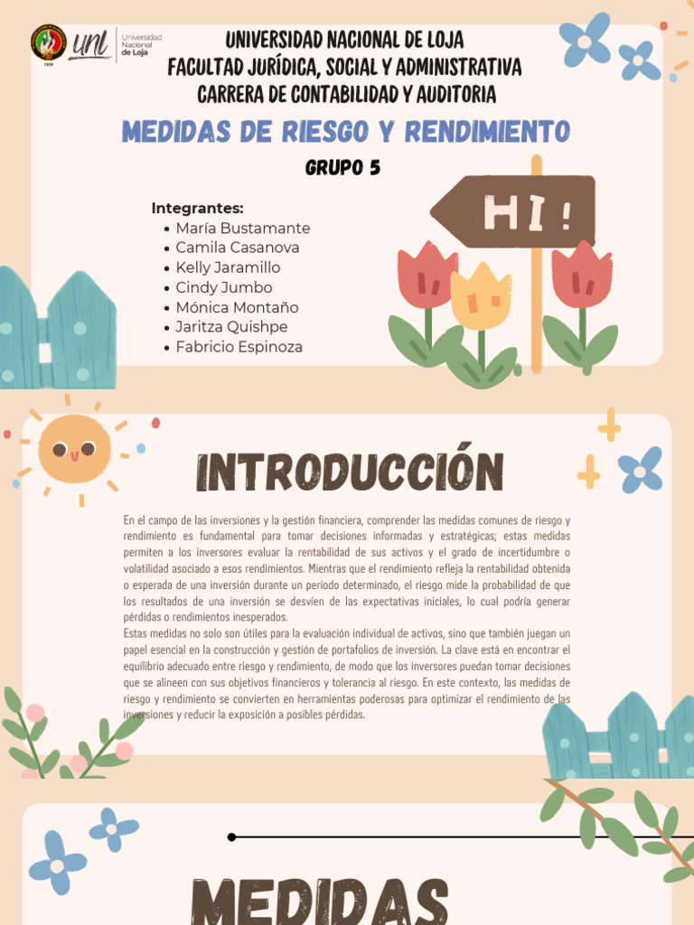 Presentación Diapositivas Medidas de Riesgo y Rendimiento | PDF ...