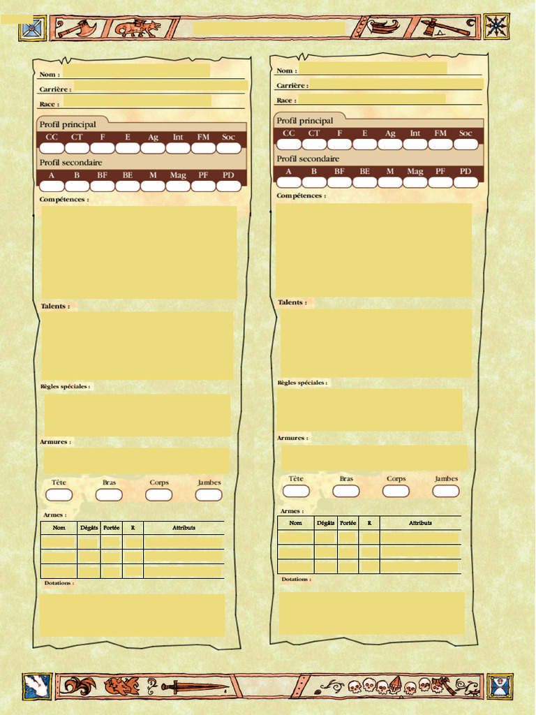 Fiches PNJ Formulaire Multiple | PDF