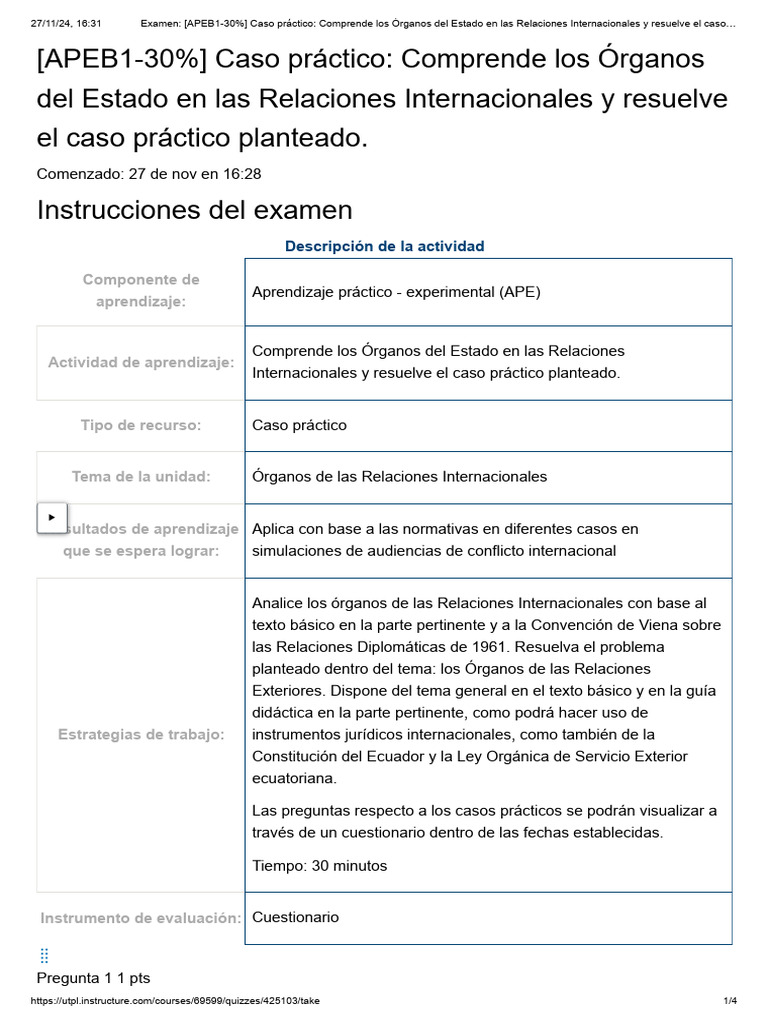 Examen - (APEB1-30%) Caso Práctico - Comprende Los Órganos Del Estado en Las Relaciones ...