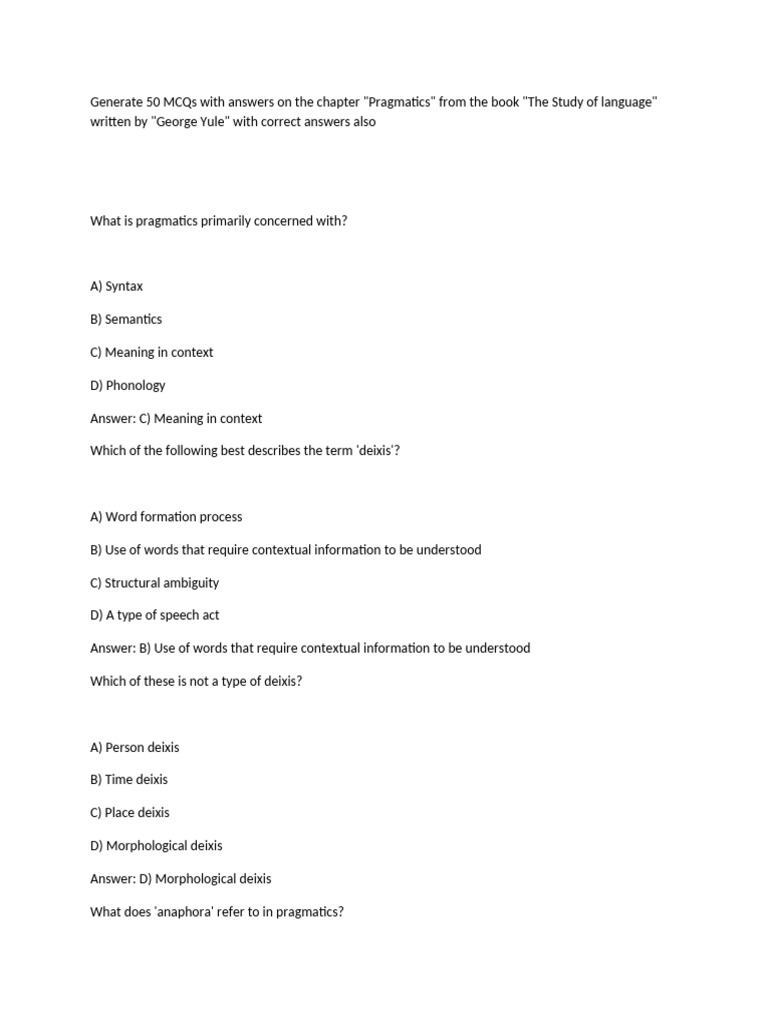 10.Pragmatics | PDF | Semantics | Word 10.Pragmatics | PDF | Semantics | Word
