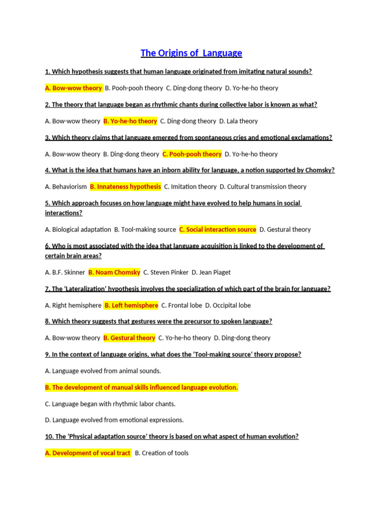 1 The Origins Of Language Pdf Origin Of Language Speech