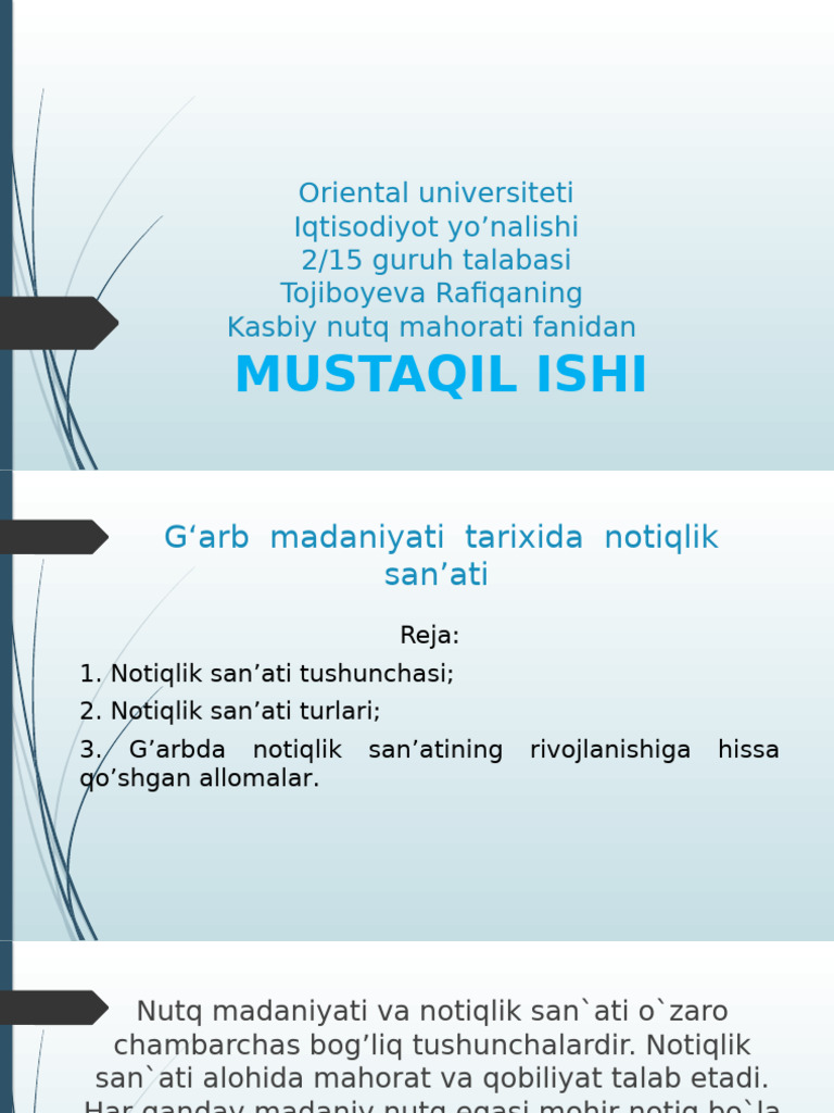 G Arb Madaniyati Tarixida Notiqlik San'Ati | PDF