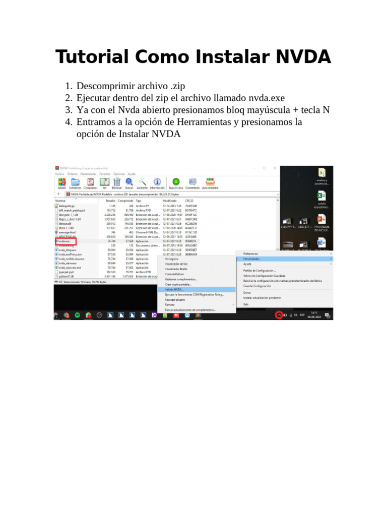 Tutorial Instalacion Nvda | PDF