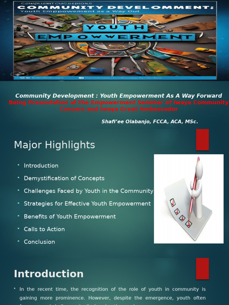 Community Development Youth Empowerment A Way Forward | PDF ...