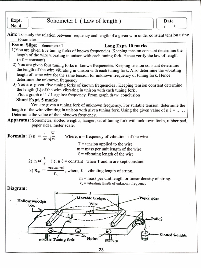 Sonometer | PDF | Tension (Physics) | Classical Mechanics