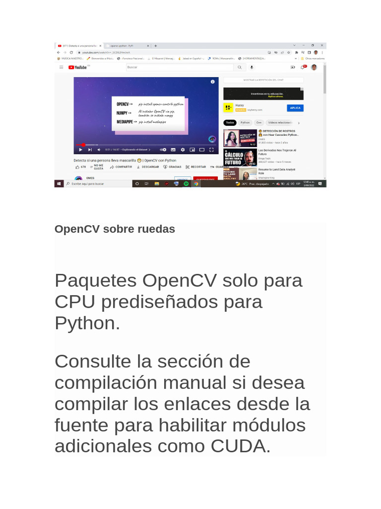 Instalación de OpenCV para Python | PDF | Distribución de Linux | Python (lenguaje de programación)