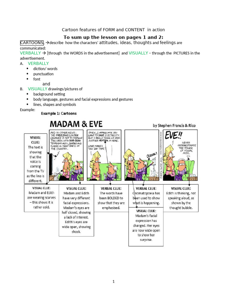 NB REVISION CARTOONS - 2024 - Grade 10 | PDF | Body Language | Gesture