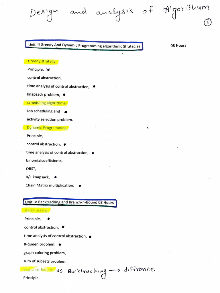 Daa - Imp Topics | PDF | Dynamic Programming | Algorithms
