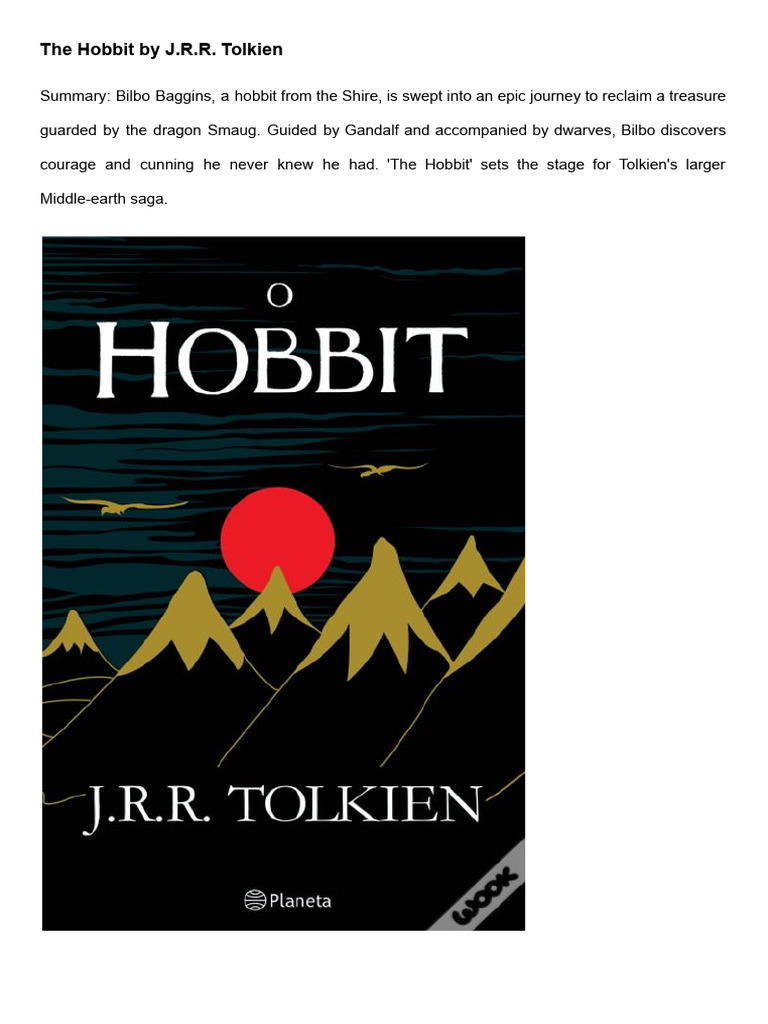 Summary of The Hobbit by J.R.R. Tolkien | PDF
