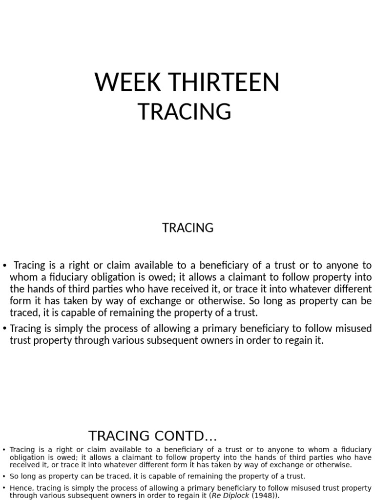 Tracing | PDF | Fiduciary | Equity (Law)