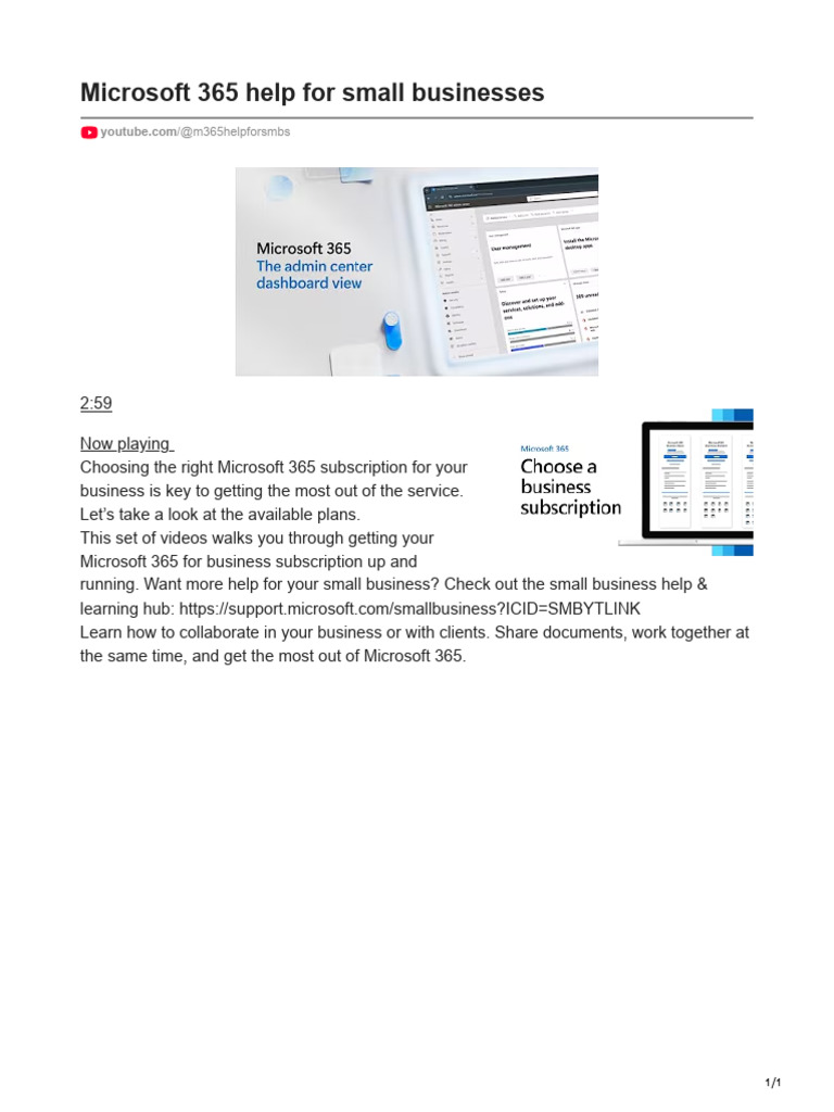 Microsoft 365 Help For Small Businesses | PDF