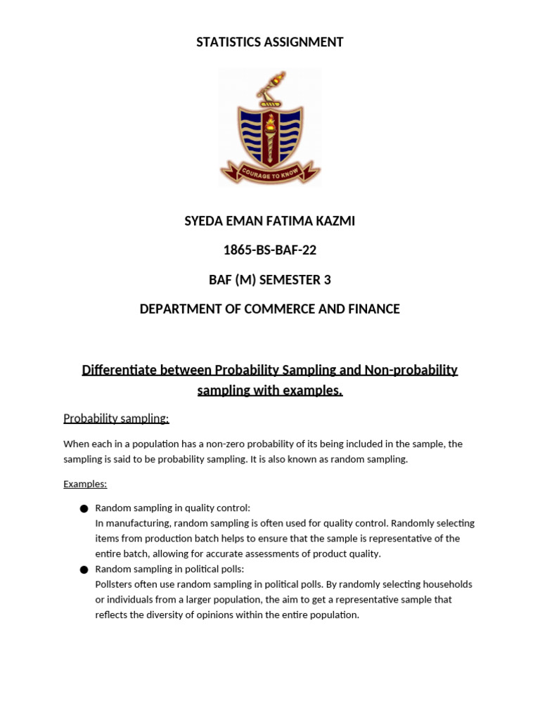 Assiginment 3 Pdf Sampling Statistics Scientific Method 6103