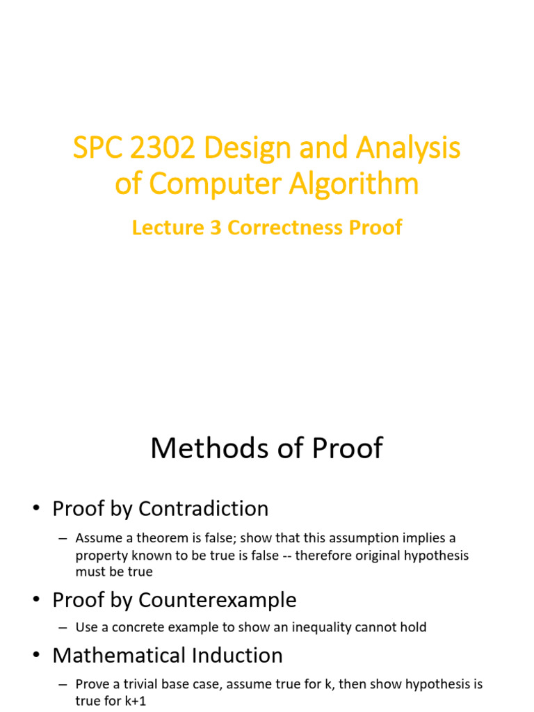 Lecture 3 Correctness Proof Techniques Pdf Mathematical Proof Logic 4757