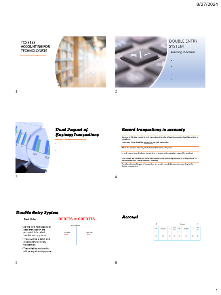 Lesson 4 Double Entry System | PDF | Debits And Credits | Business