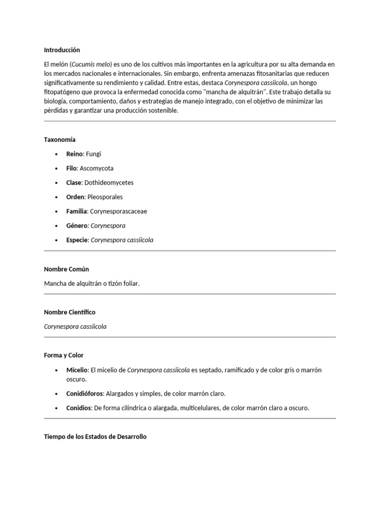 Manejo de Corynespora en melón | PDF | Hongo | Agricultura