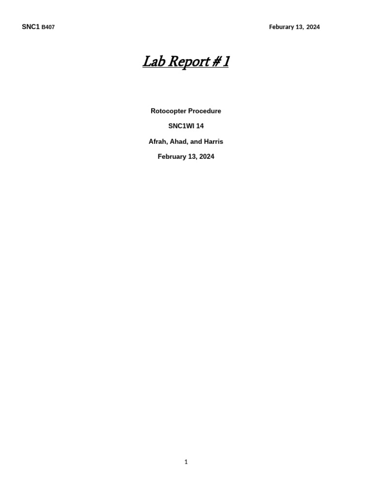 Formal Lab Report Example With Rotocopter Experiment | PDF | Experiment ...