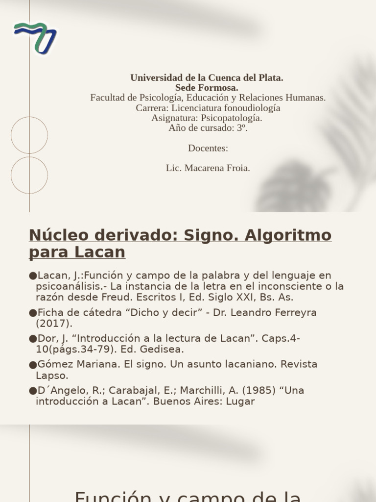 Signo 1 | PDF | Jacques Lacan | Metáfora