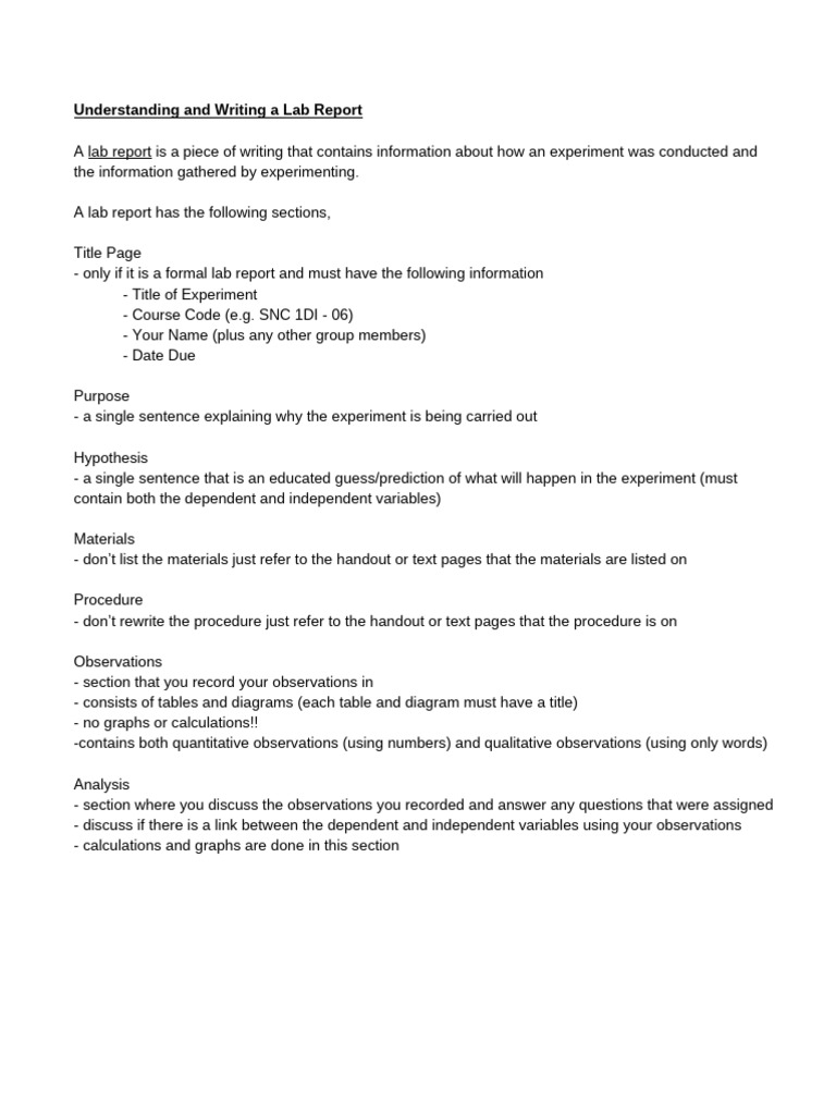 Understanding and Writing A Lab Report | PDF | Experiment | Information