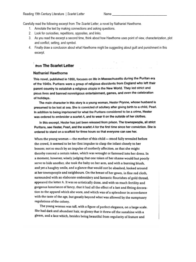 Scarlet Letter Reading For Theme Fiction | PDF