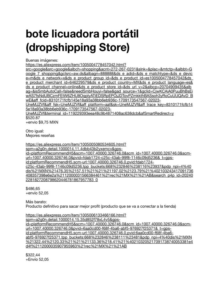 bote licuadora portátil (dropshipping Store) | PDF