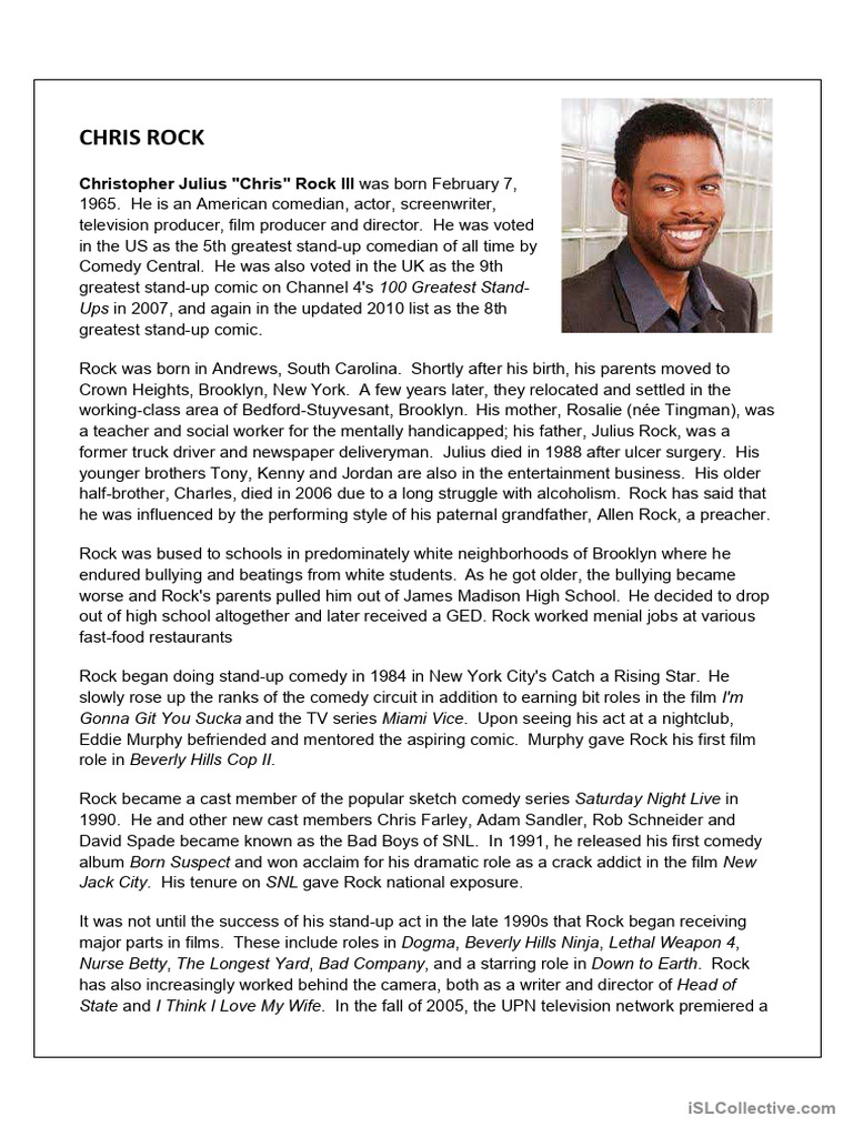 Chris Rock: Early Life and Career | PDF