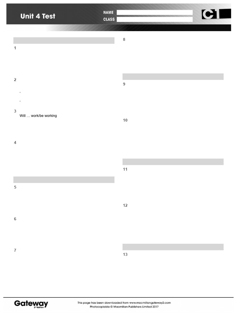 Test Answer Key Pdf Cognitive Science Human Communication