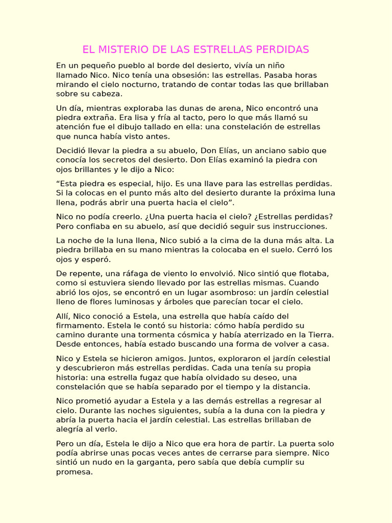 El Misterio de las Estrellas Perdidas | PDF | Estrellas | Cielo